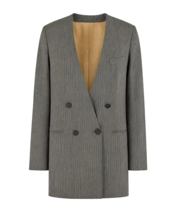 Alberta Ferretti Collarless Double-breasted V-neck Jacket - No