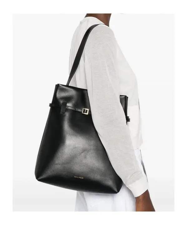 Manu Atelier Buckle Detailed Tote Bag - Black