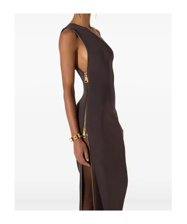 Elisabetta Franchi One-shoulder Knitted Dress With Zipper Detail