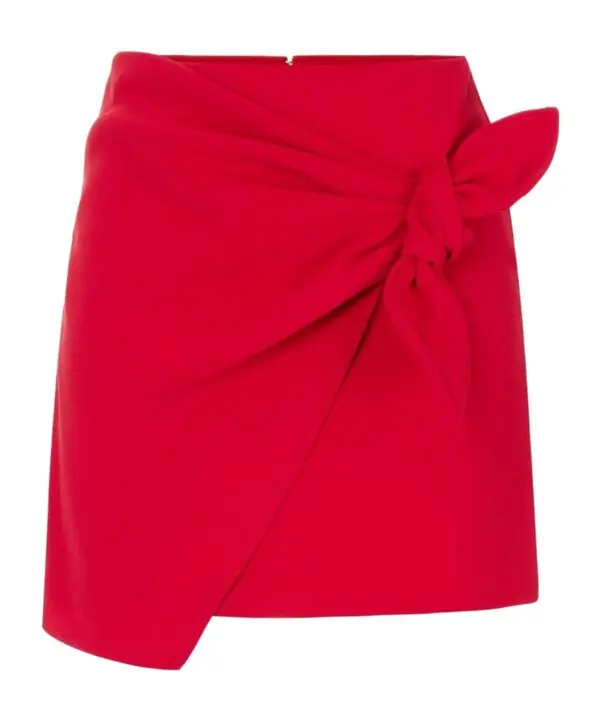 Elisabetta Franchi Lightweight Crêpe Miniskirt With Bow - Enthusiastic Red