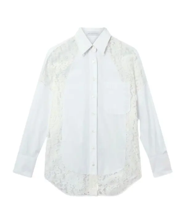 Stella McCartney Lace-panelled Cotton Shirt - White