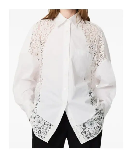Stella McCartney Lace-panelled Cotton Shirt - White