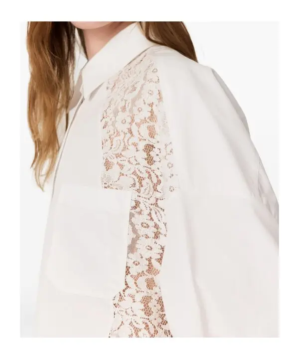 Stella McCartney Lace-panelled Cotton Shirt - White