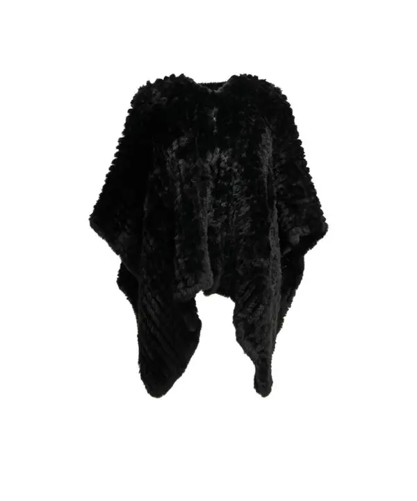 Pinko Crewneck Shearling Poncho - Black