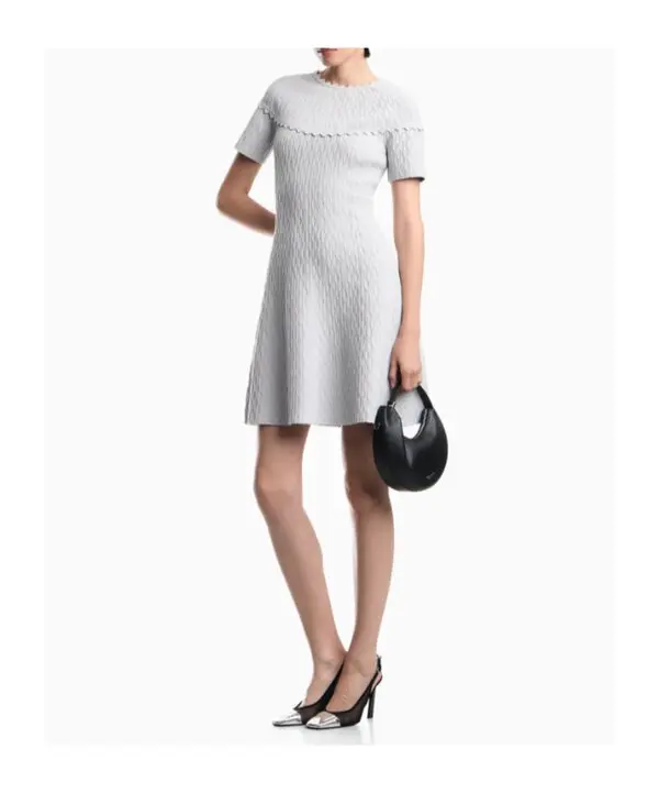 Emporio Armani Textured Mini Dress With Scalloped Trim