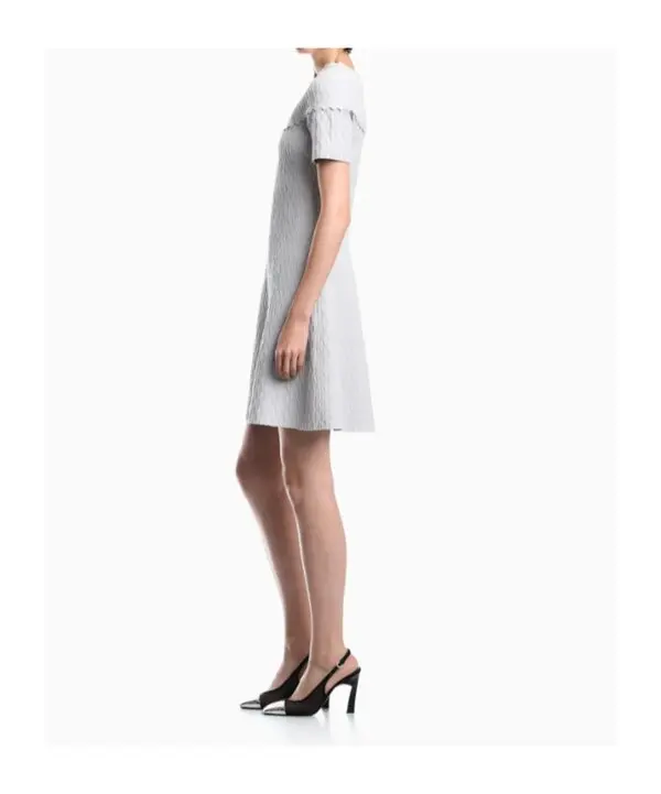Emporio Armani Textured Mini Dress With Scalloped Trim
