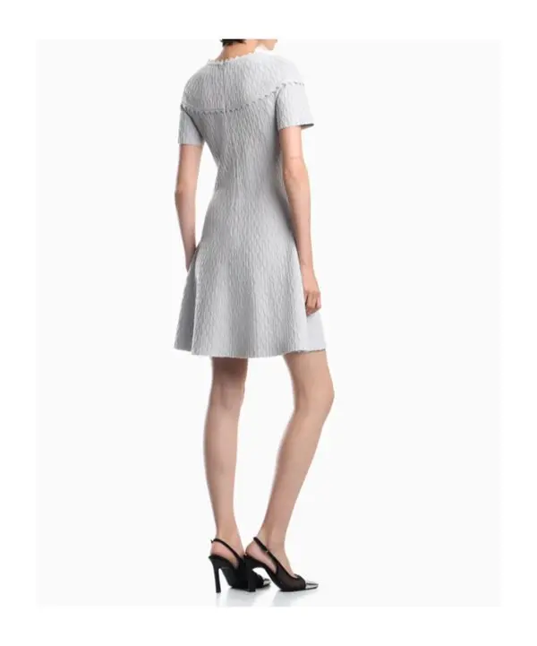 Emporio Armani Textured Mini Dress With Scalloped Trim
