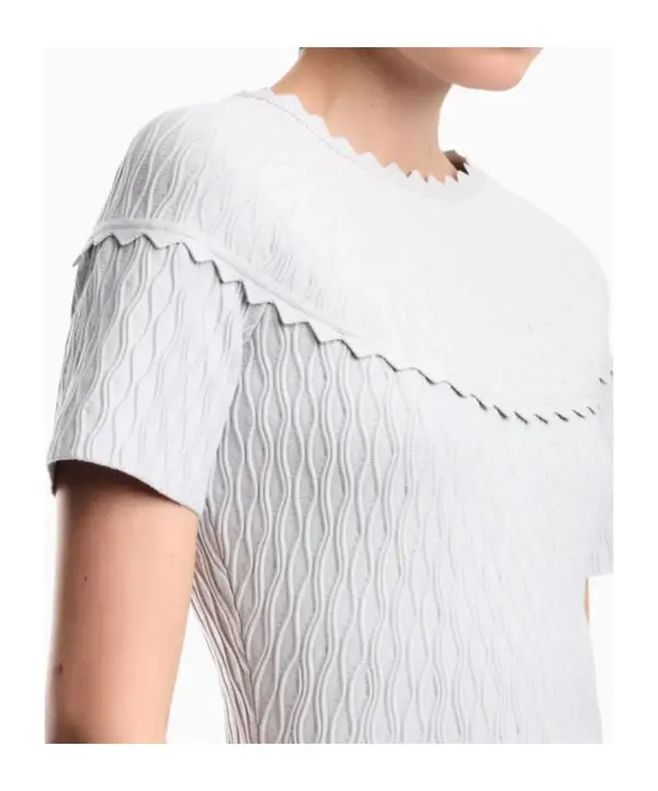 Emporio Armani Textured Mini Dress With Scalloped Trim