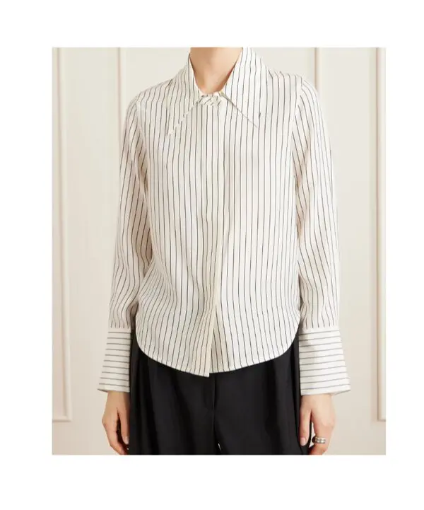 Co Striped Silk Shirt - White
