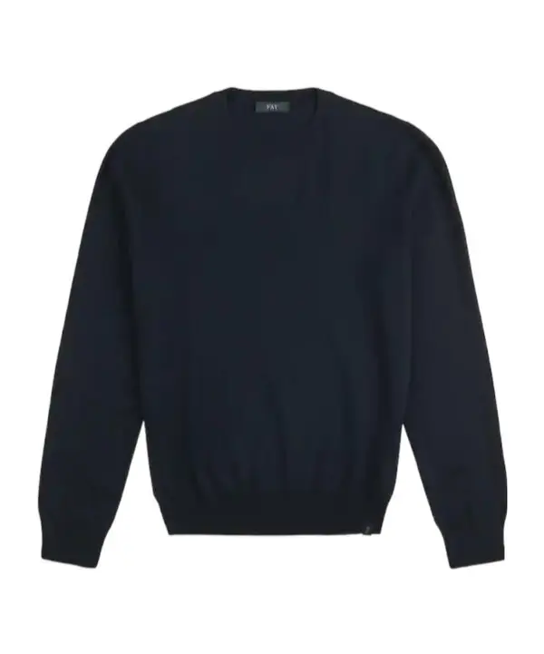 FAY Round-neck Jumper In Merinos Wool - Blue