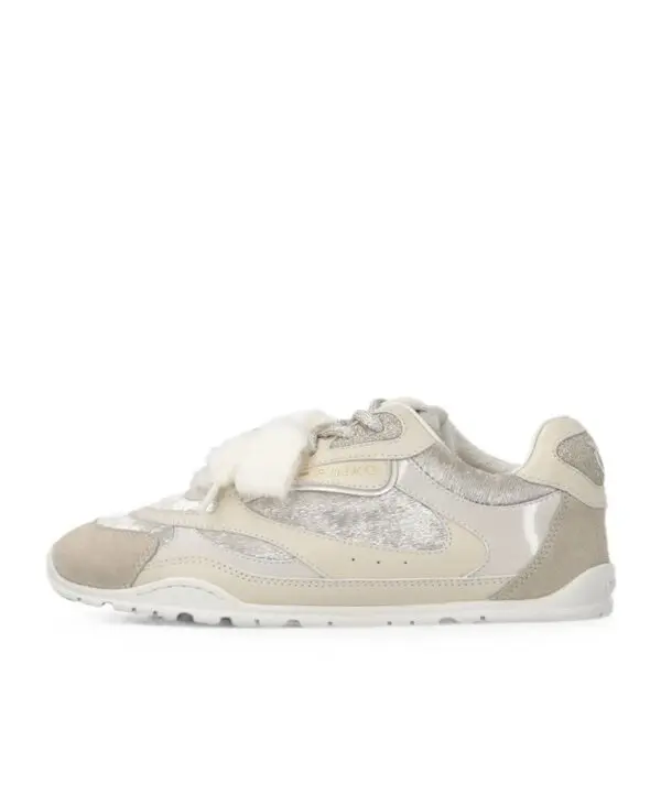 Pinko Panelled Shearling-trim Sneakers