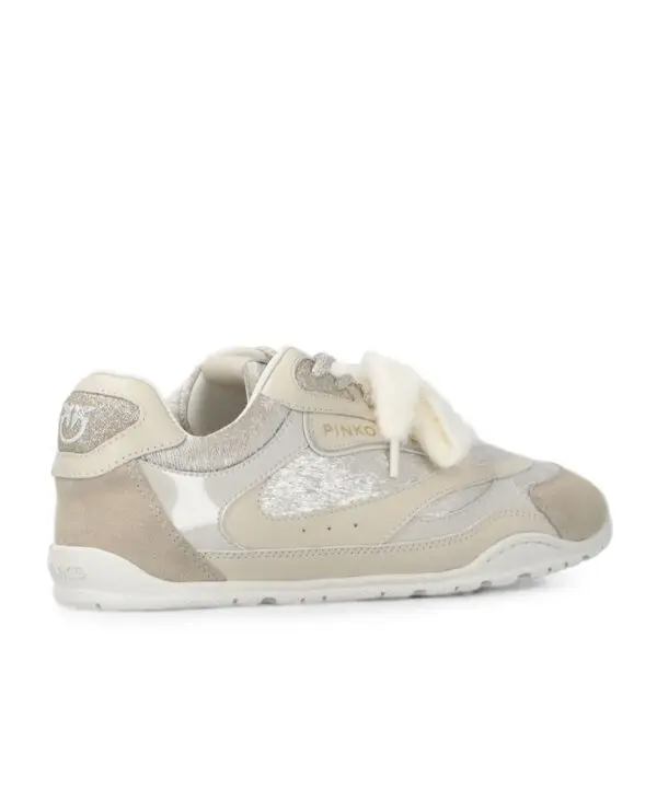 Pinko Panelled Shearling-trim Sneakers