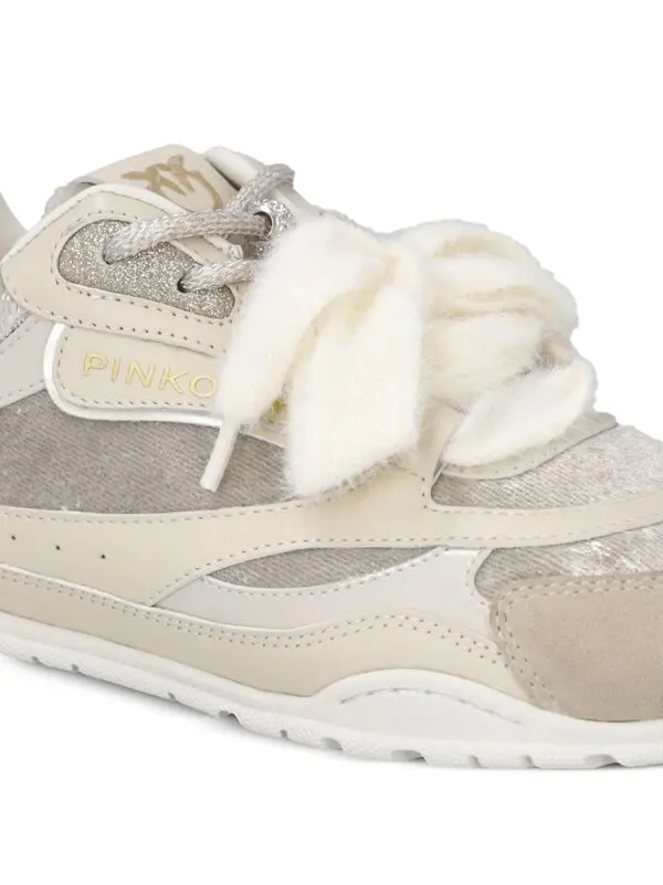 Pinko Panelled Shearling-trim Sneakers