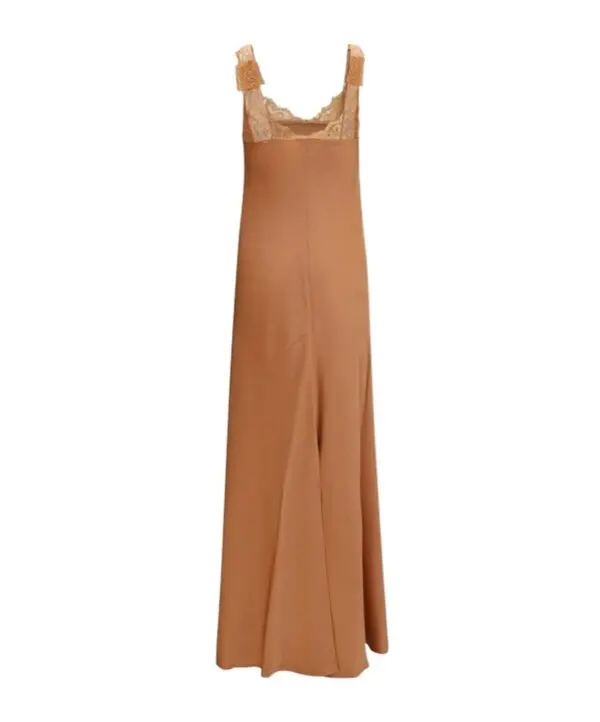 FORTE_FORTE Lace-trim Satin Maxi Dress