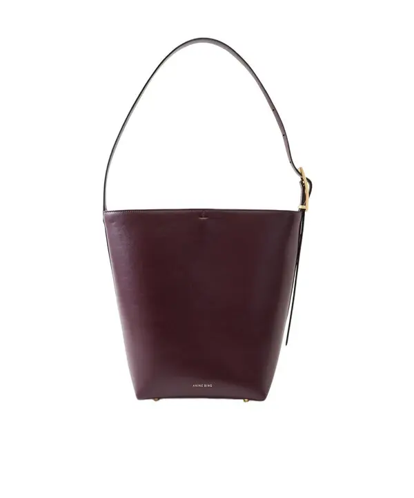 ANINE BING Elly Bucket Bag Grained Leather Fig - Wine Red