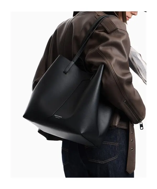 Emporio Armani 1981 Leather Shopper Bag - Black