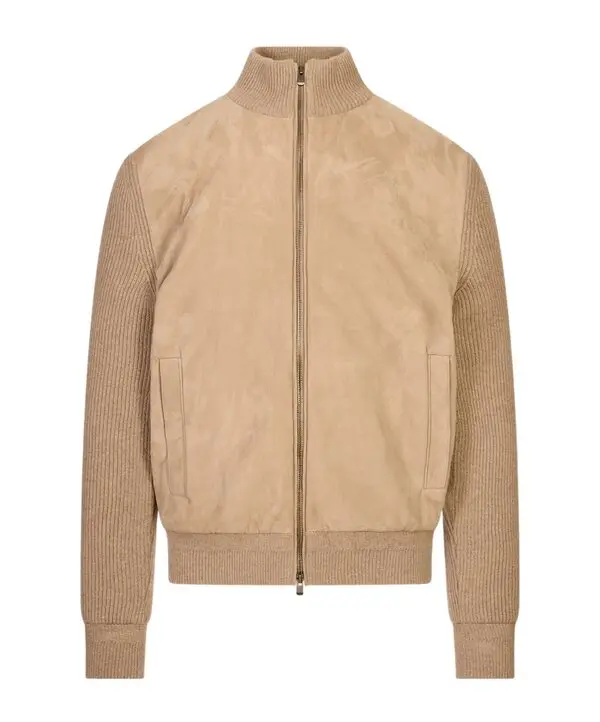 Agnona Long-sleeve Panelled Jacket With A Stand Collar