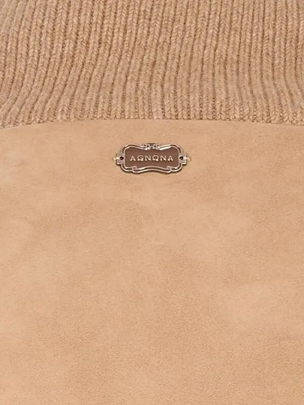 Agnona Long-sleeve Panelled Jacket With A Stand Collar