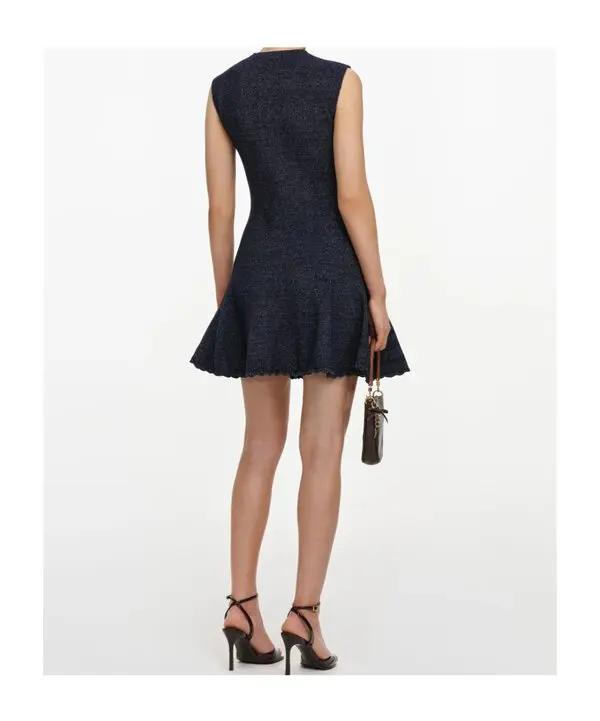 SELF-PORTRAIT Sleeveless Textured Knit Mini Dress