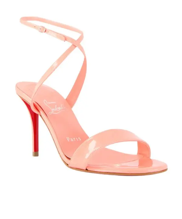 CHRISTIAN LOUBOUTIN Round Toe Stiletto Heeled Sandals With Crisscross Straps - Pink