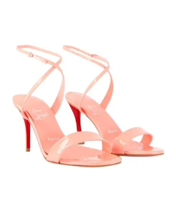 CHRISTIAN LOUBOUTIN Round Toe Stiletto Heeled Sandals With Crisscross Straps - Pink