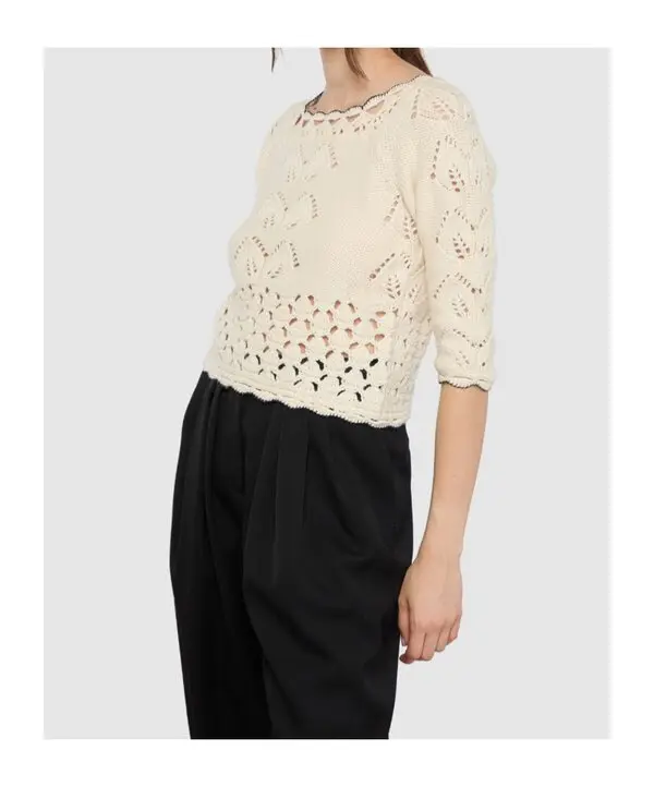 Isabel Marant Étoile Cropped Boat-neck Crochet Sweater