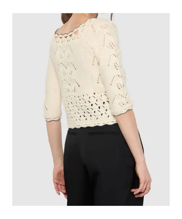 Isabel Marant Étoile Cropped Boat-neck Crochet Sweater