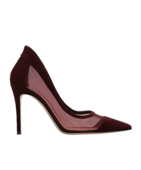 GIANVITO ROSSI Mesh-panelled Pointed-toe Pumps - Brown