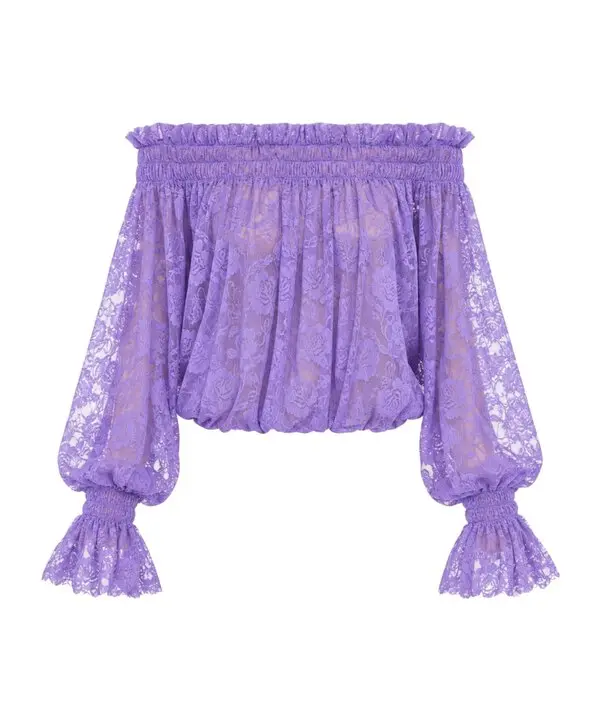 Norma Kamali Long-sleeve Lace Cover-up - Lavender