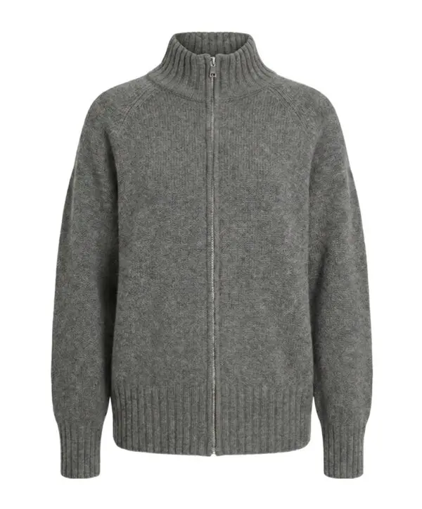 Malo Zip Raglan Bomber In Luxury Cashmere - Gray