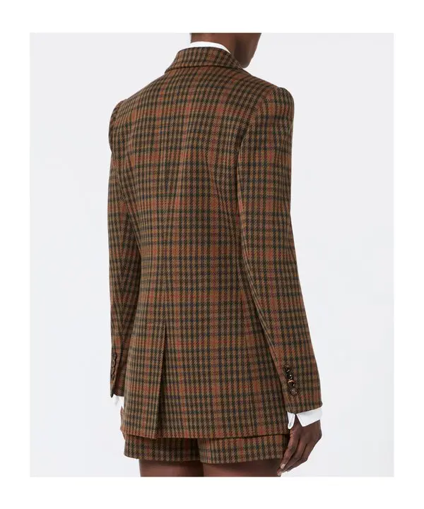 Max Mara Single-breasted Glen Plaid Jersey Blazer - Black