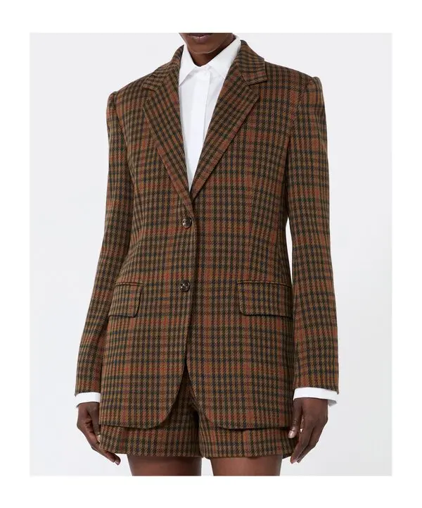 Max Mara Single-breasted Glen Plaid Jersey Blazer - No