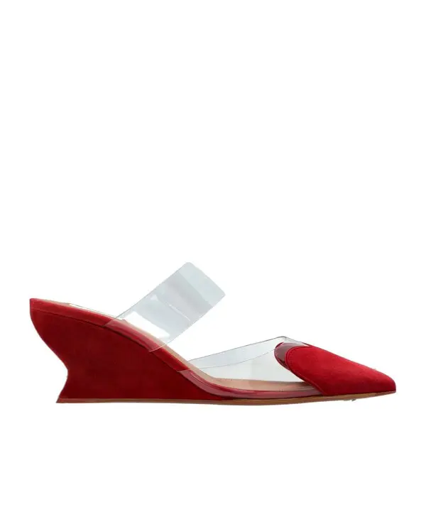 Alaïa Heart-shaped Pointed-toe Wedge Sandals - Red