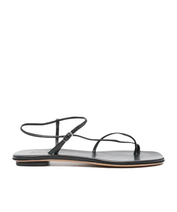 Soeur Flat Leather Sandals - Black