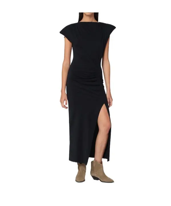 Isabel Marant Étoile Shoulder-pad Side-slit Maxi Dress - Black