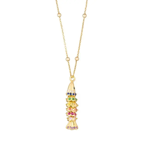 1610ISTANBUL Galata Fish Necklace - Gold