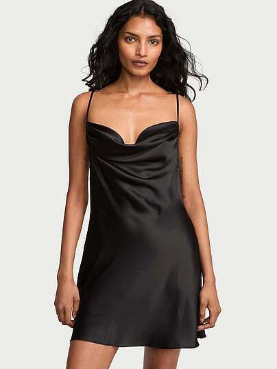 Victoria's Secret Very Sexy Satin Draped Low-back Mini Slip - Black