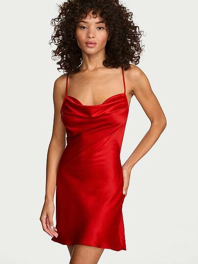 Victoria's Secret Very Sexy Satin Draped Low-back Mini Slip - Red