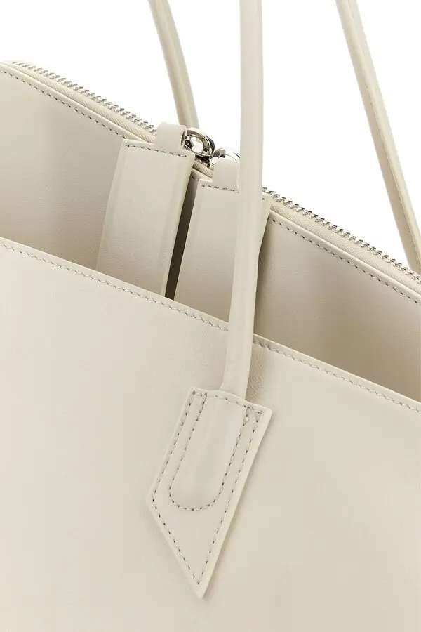 Attico Ivory Leather La Passeggiata Shoulder Bag - White