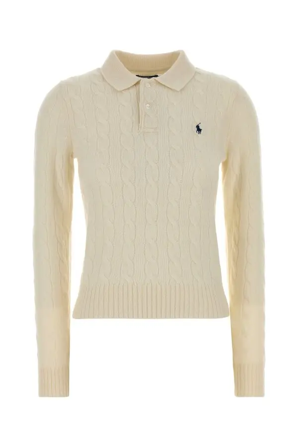 Polo Ralph Lauren Ivory Wool Blend Polo Shirt - White