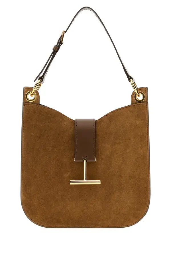 TOM FORD Camel Suede Shoulder Bag