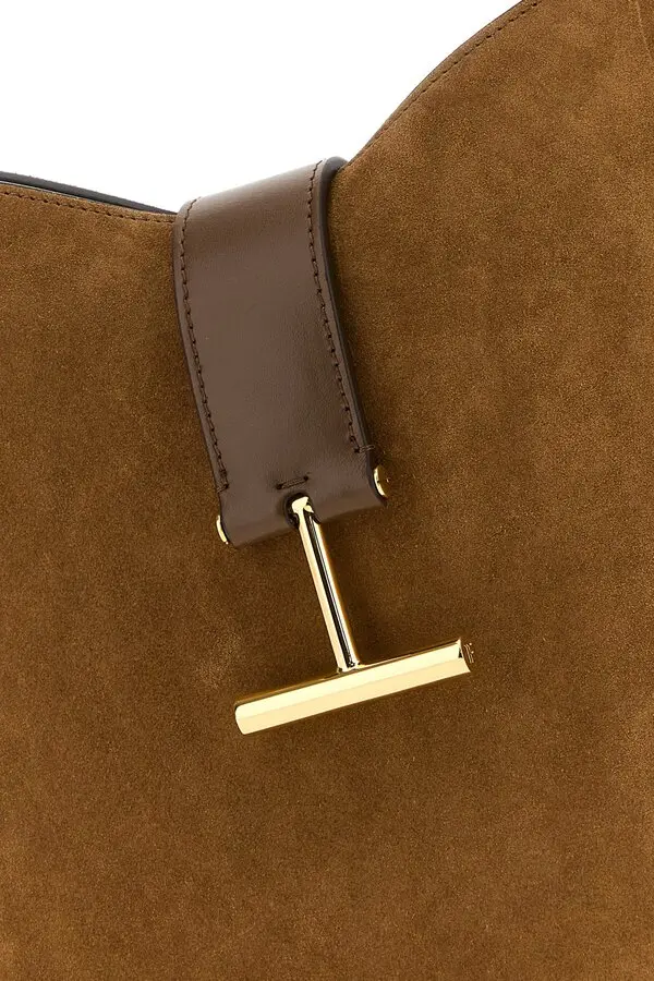 TOM FORD Camel Suede Shoulder Bag