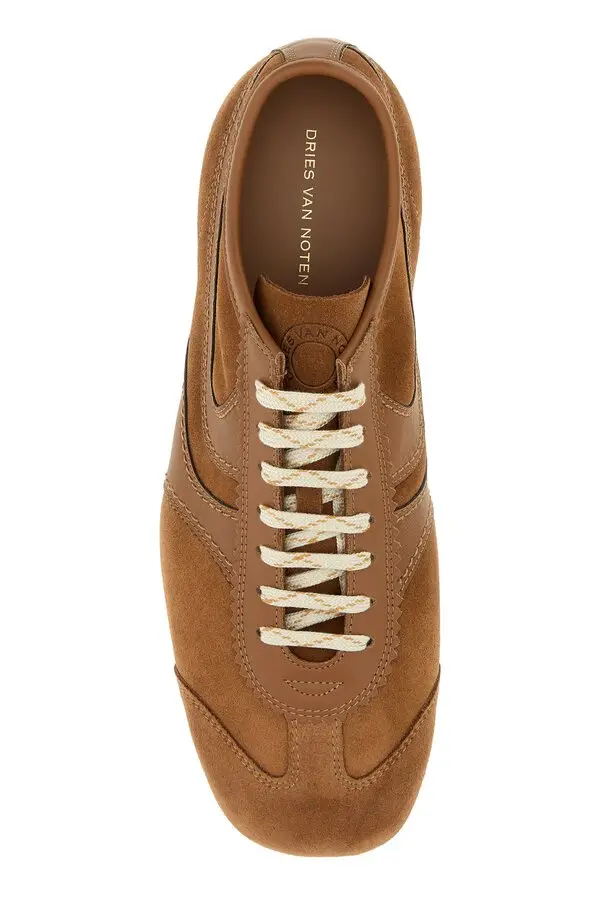 Dries Van Noten Camel Suede And Leather Sneakers