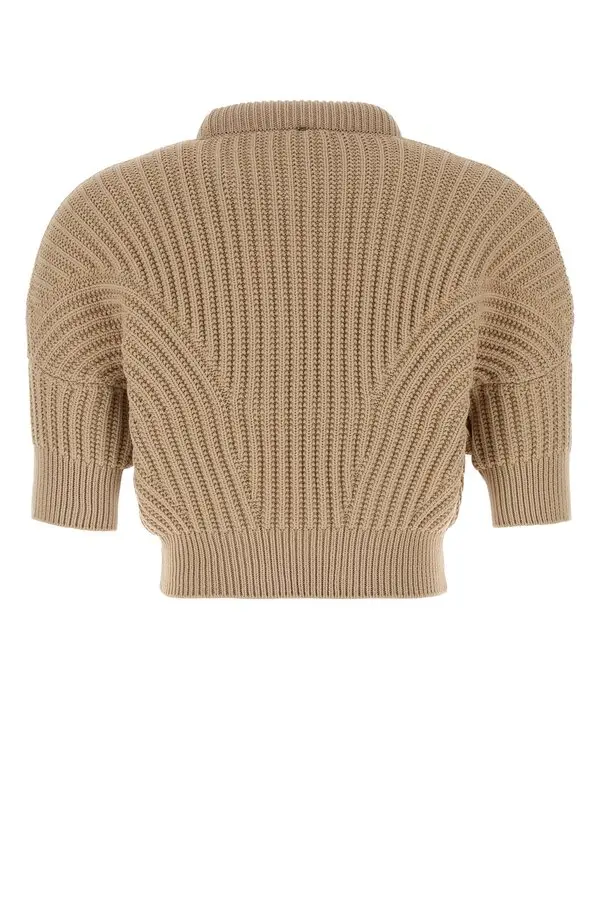 Sportmax Beige Cotton Blend Cropped Sweater