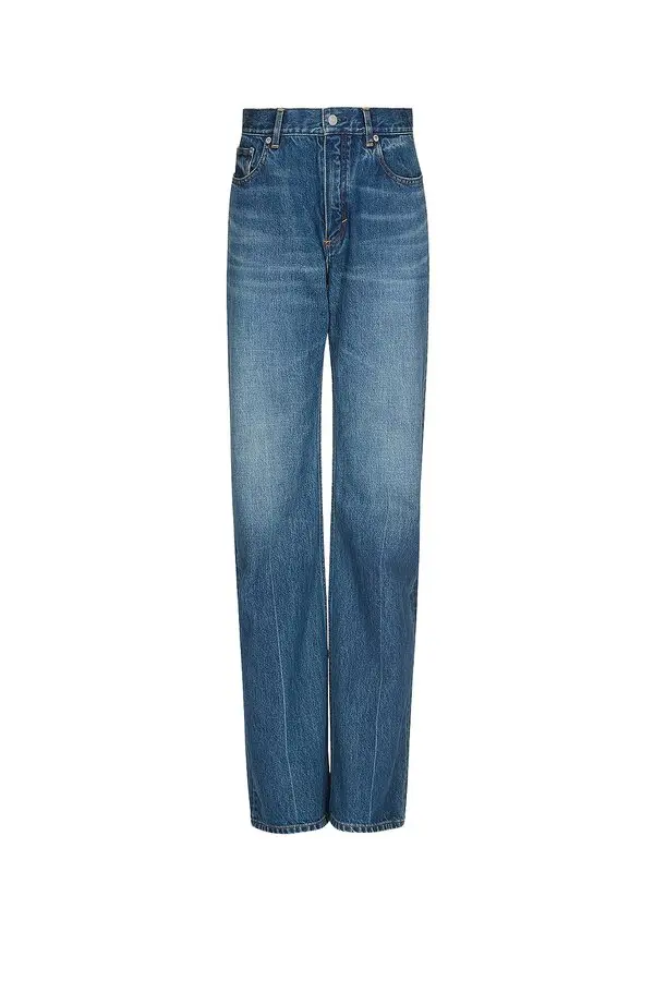 Alaïa Bootcut Leg In Blue - Blue Stone