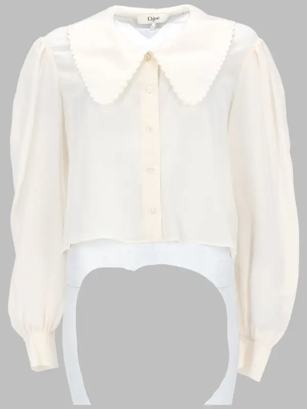 Chloé Silk Blouse With Puff Sleeves - Cream