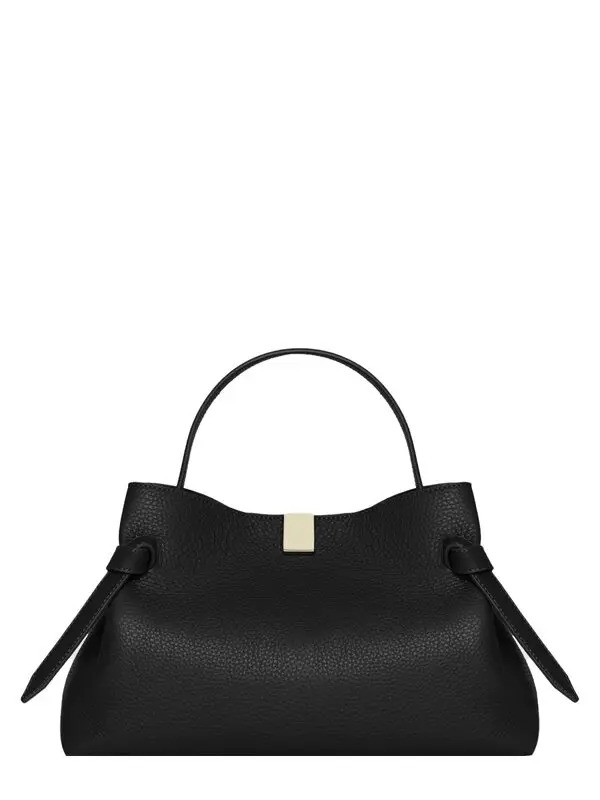 Yuzefi Pebble Grain Leather Top Handle Bag - Black