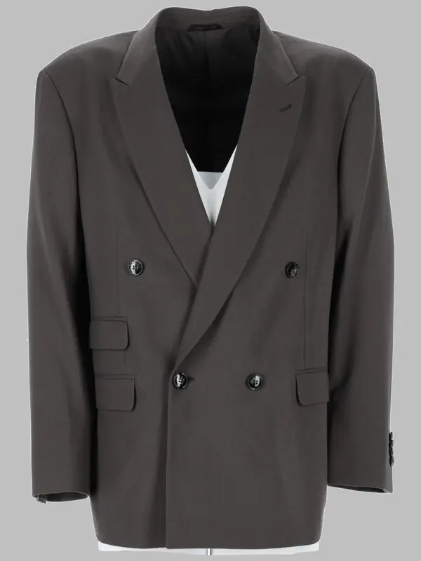 Giorgio Armani Abito Doppiopetto Over In Lana - Gray
