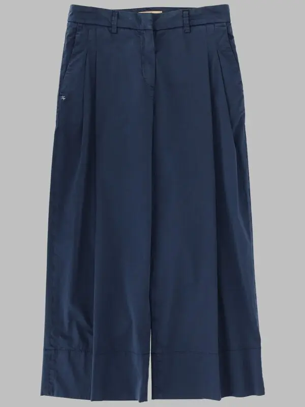 FAY Cotton Blend Pleated Wide-leg Pants - Blue