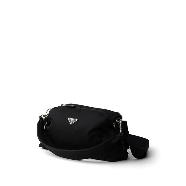 Prada Explore Re-nylon Shoulder Bag With Leather Accents - Black